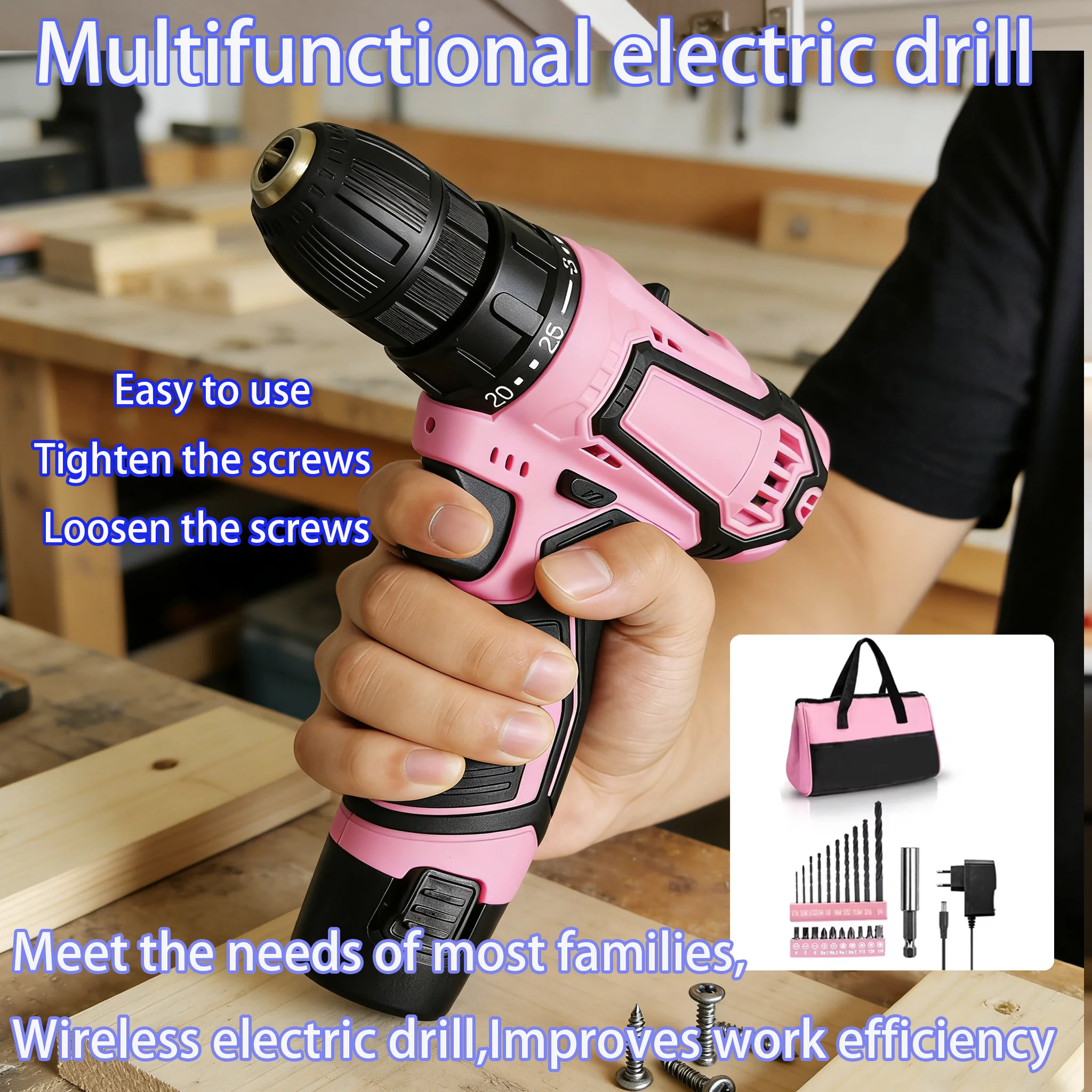 12V Mini Electric Drill 25+1 Torque Cordless Drill Mini Wireless Power ...