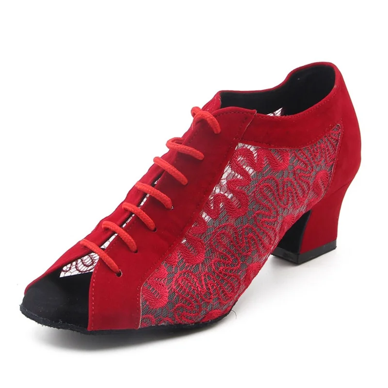 Practise-Women-Dance-Shoes-Red-Nubuck-And-Pattern-Mesh-DIY-Woman ...