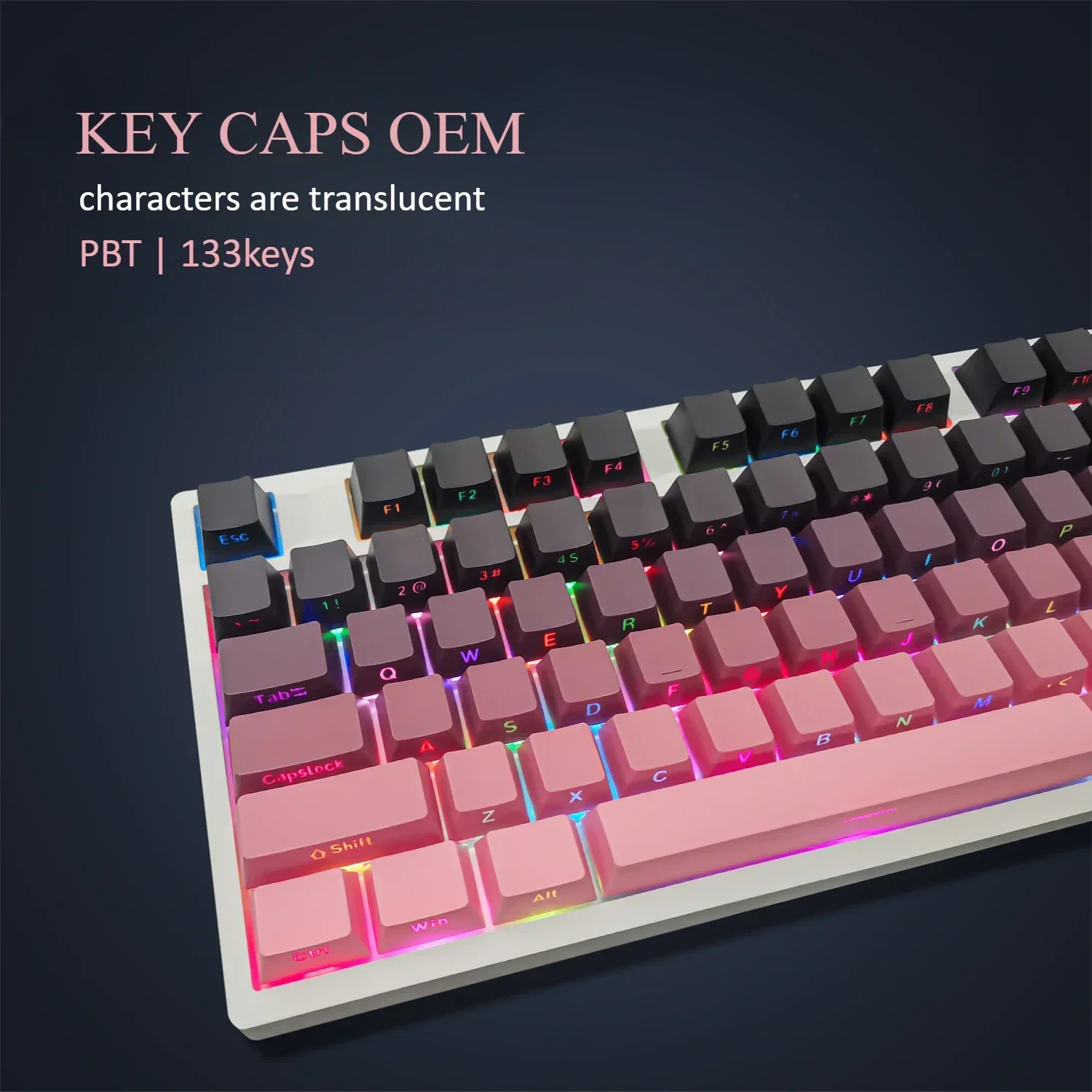 Key Caps OEM 134 Keys Blackberry Translucent Gradient Side Engraved ...