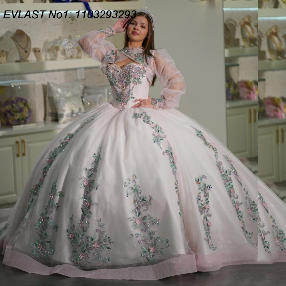 EVLAST personalizado brillante vestido De baile rosa vestido para ...