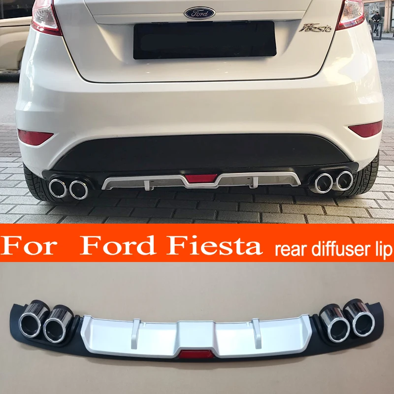 Fiesta-ABS-Plastic-Silver-Black-Car-Rear-Bumper-Rear-Diffuser-Spoiler ...