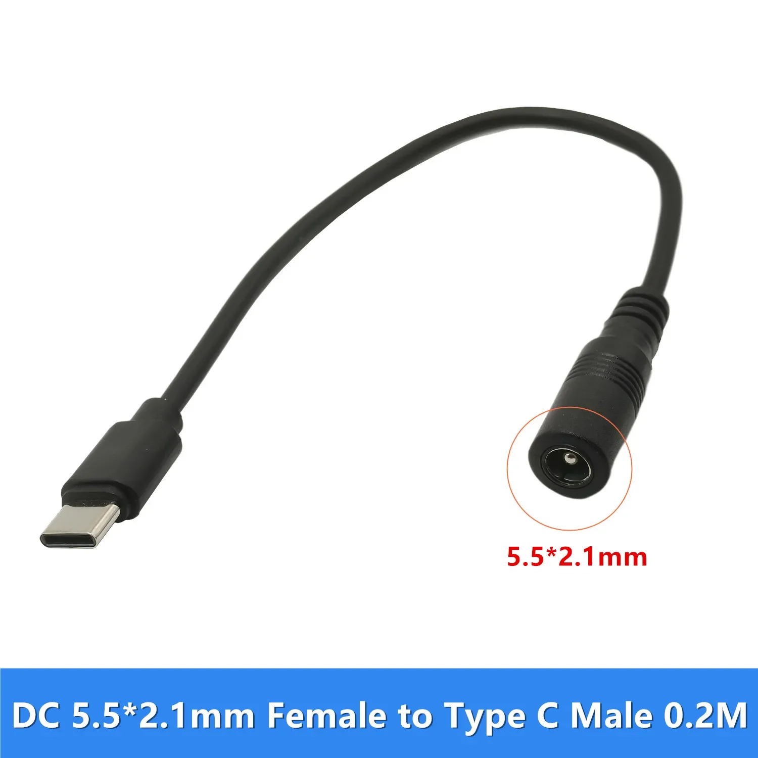 22AWG-DC-5-5x2-1mm-Female-to-USB-Type-C-Male-Connector-Jack-Power ...