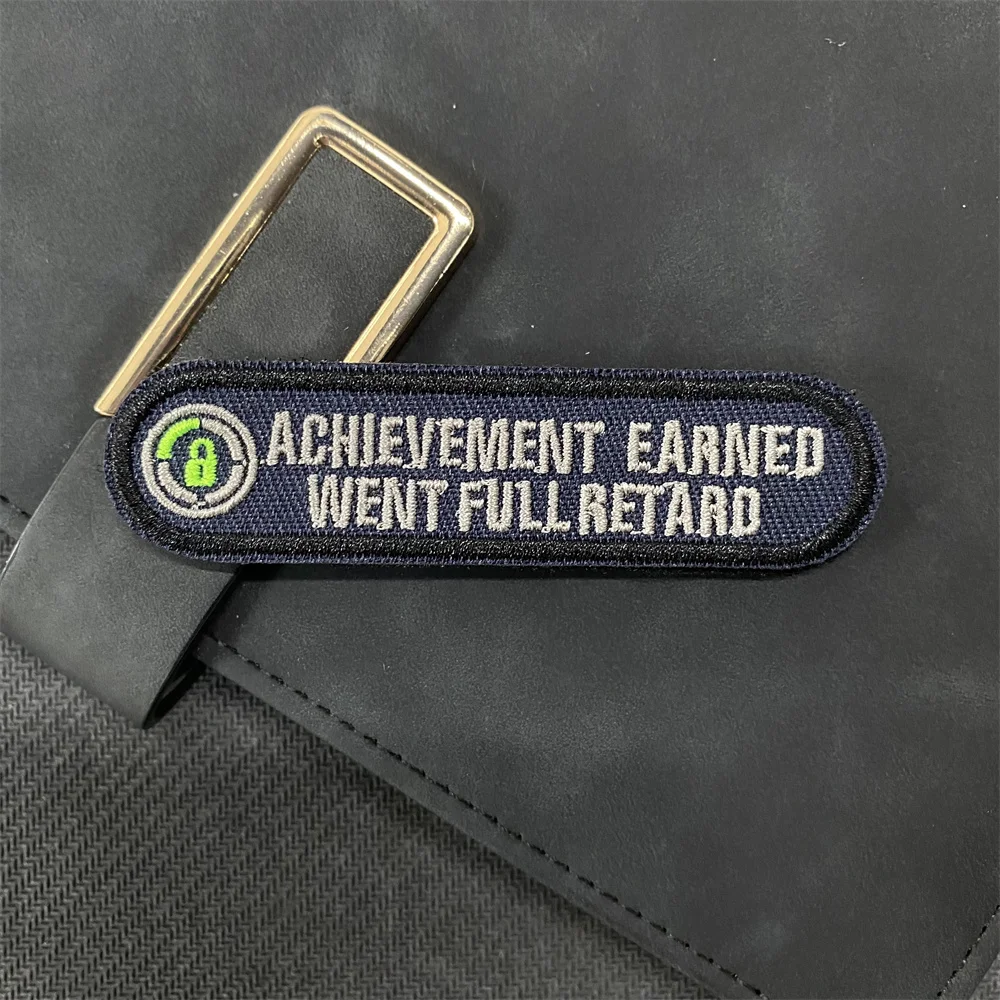 Achievement Earned Went Full Retard Humorous Funny Embroidered Patch ...