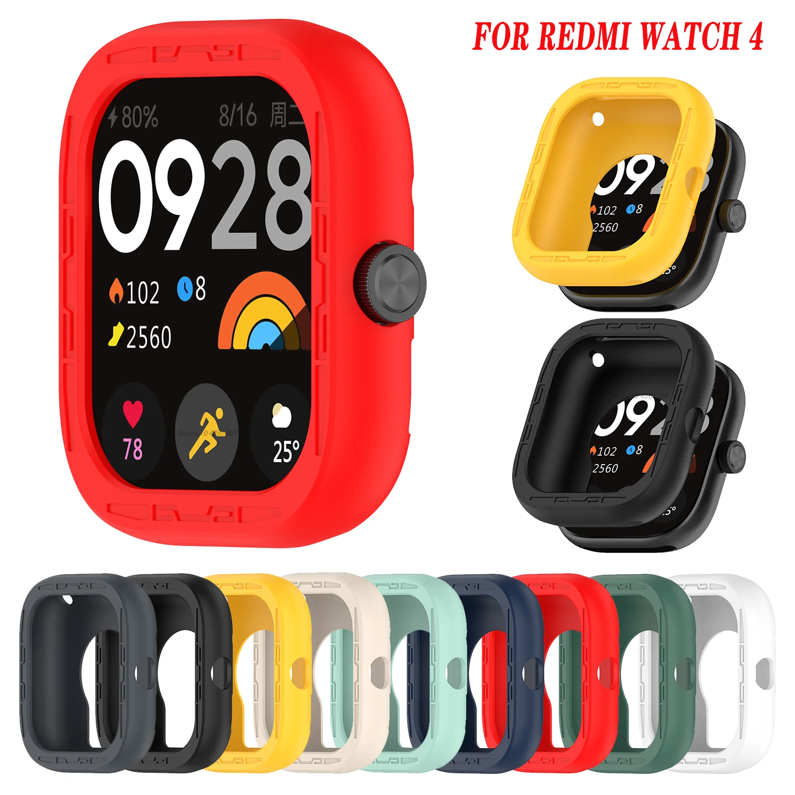Silicone Case Protective Cover for Redmi watch 4 Smart Watch Protector ...