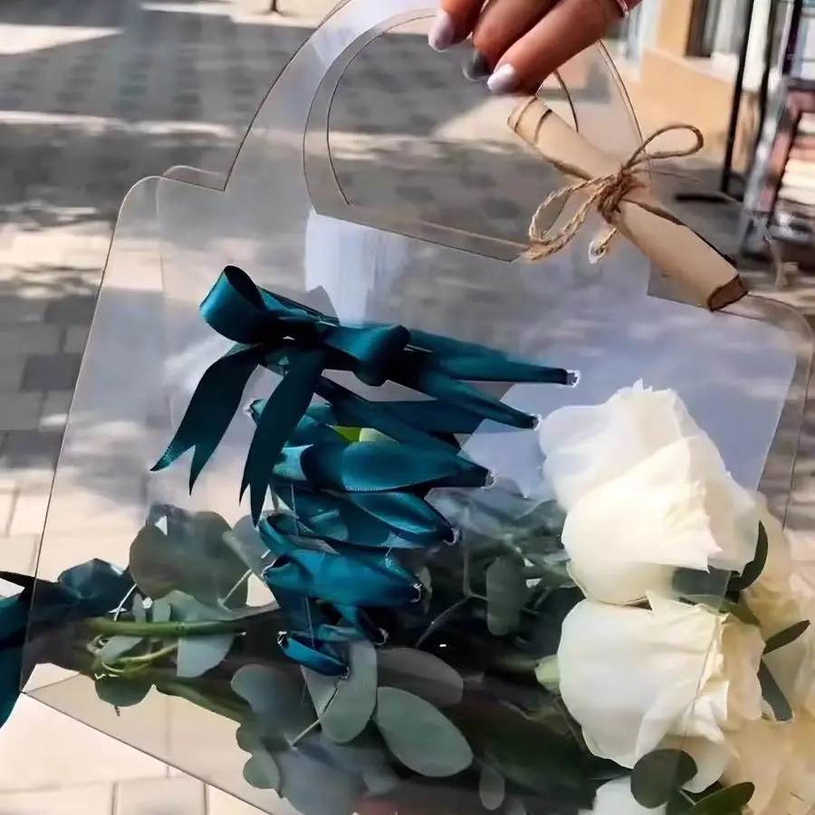 Transparent-Flower-Bouquet-Bag-With-Handle-Fresh-Flower-Wrapping ...