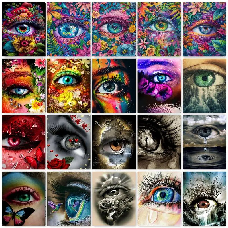GATYZTORY Painting By Number Eyes Paintings With Frame Included Flowers ...
