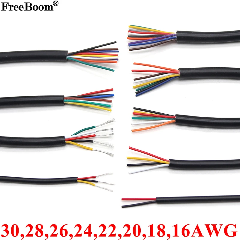 Cable de señal de cobre, 2/5/10M, 28, 26, 24, 22, 20, 18, 16 AWG, UL2464, 2, 3, 4, 5, 6, 7, 8 ...