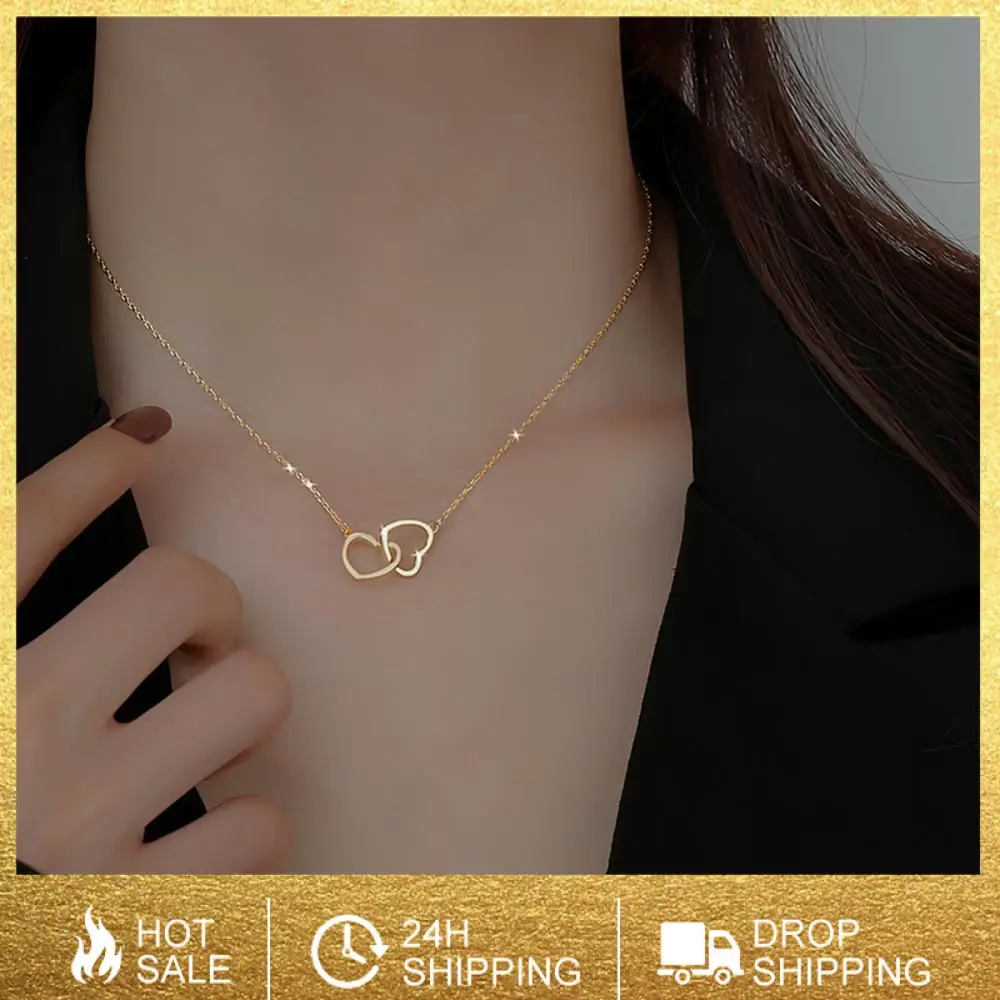 Collares en forma de corazón para mujer, collar de acero de titanio ...