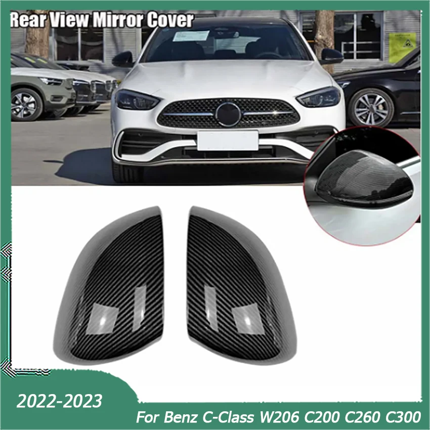 Car-Carbon-Fiber-Side-Door-Rearview-Mirror-Cover-Trim-Cap-For-Mercedes ...