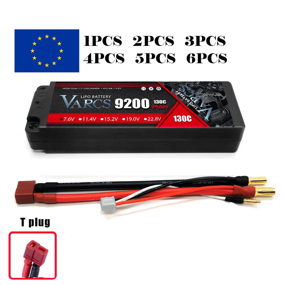 VARCS-2S-Lipo-Battery-7-6V-130C-9200mAh-5mm-T-Plug-Hardcase-For-1-10 ...