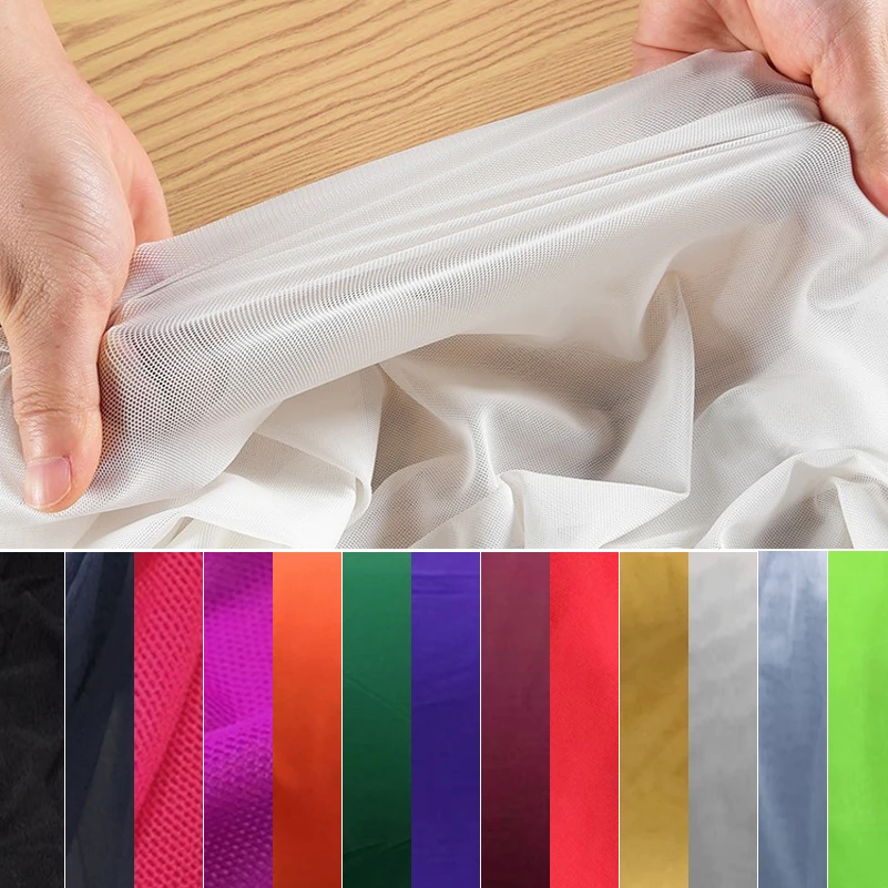 Mesh Fabric Nylon Spandex High Elastic Dense Black White For Sewing ...