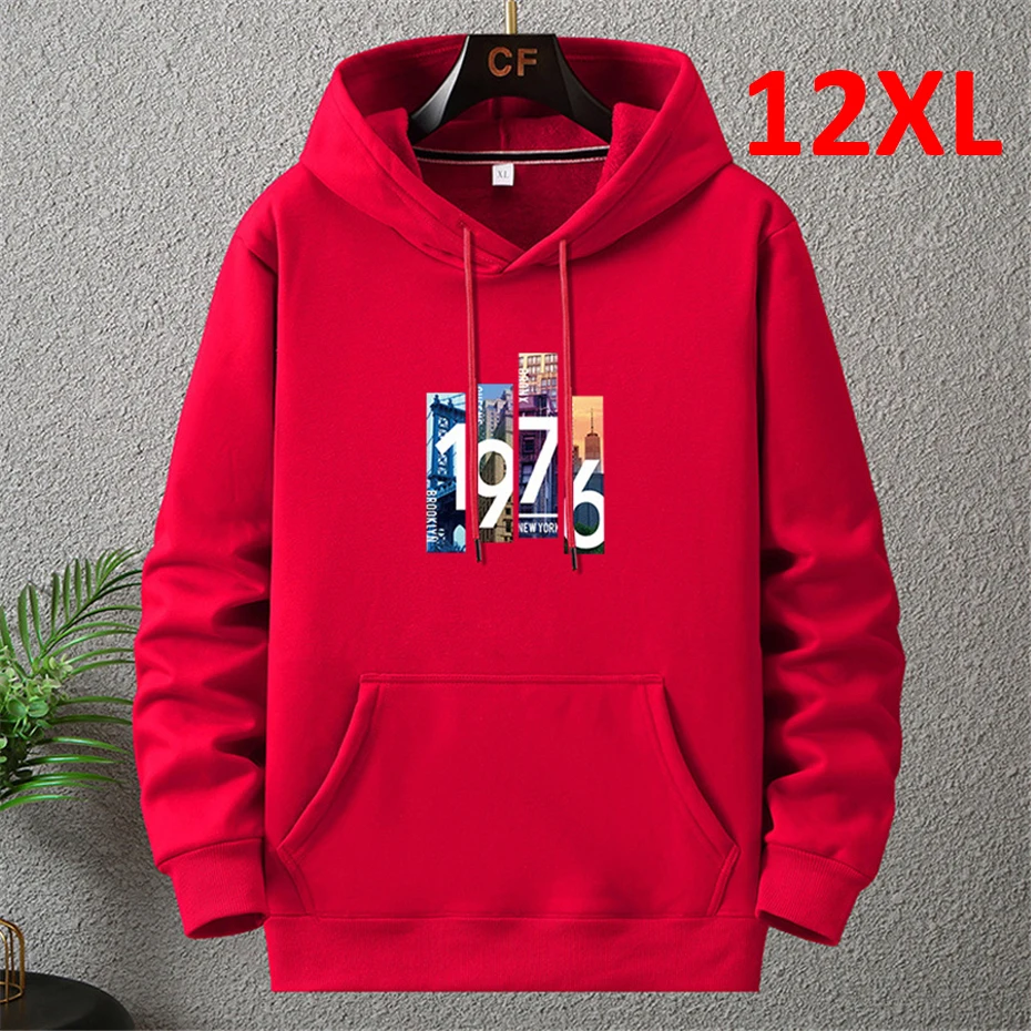 Plus Size 12XL 10XL Hoodies Men Autumn Winter Thick Fleece Hoodie Male ...