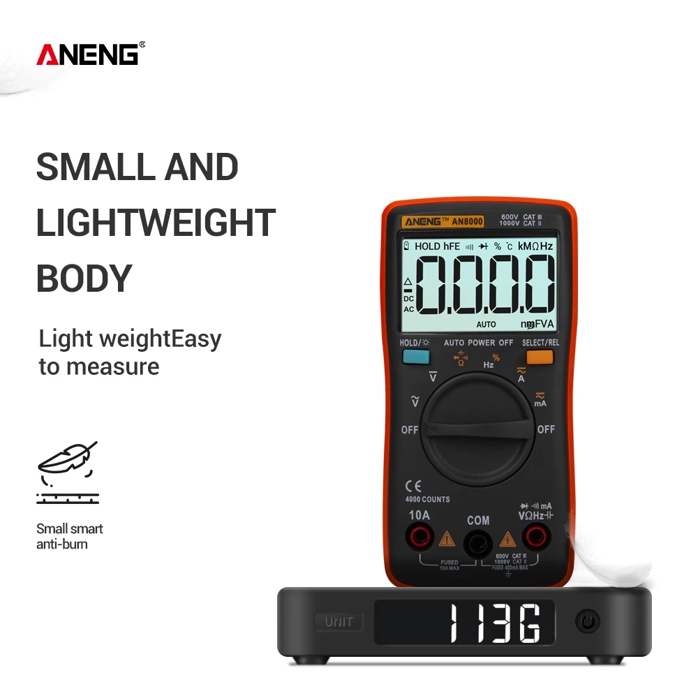 ANENG AN8000 Digital Multimeter 4000 counts AC/DC Ammeter capacitor ...
