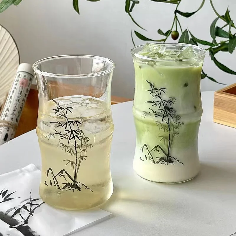 400mL-Traditional-Ink-Painting-Design-Bamboo-Shaped-Glass-Cups-Suitable ...