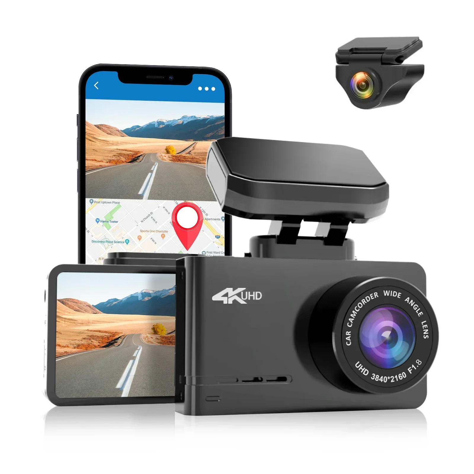 Wolfbox D07 Gps Front And Rear Dual Mirror Camera Dashcam Wifi 4k Car ...
