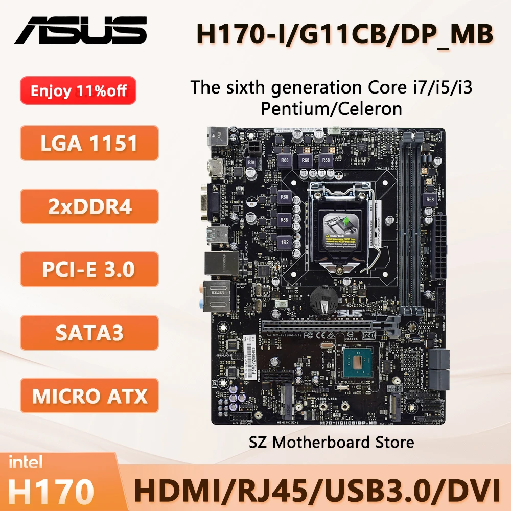 ASUS H170-I/G11CB H170 메인보드 LGA 1151 CPU 지원 I5 6500 7500 I7 6700 7700 ...