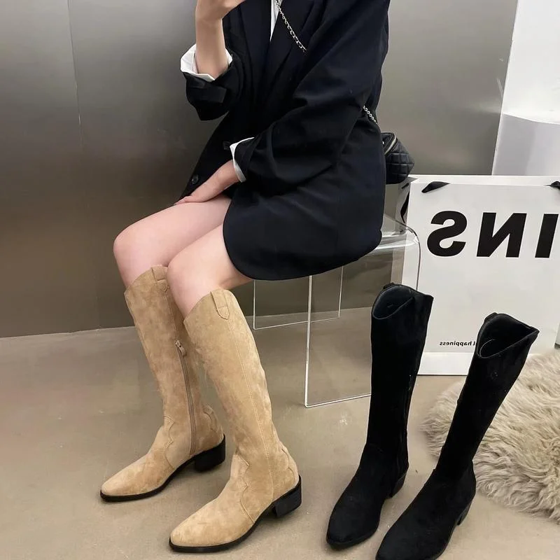 Half-High-Boots-Woman-Winter-2024-Trend-Shoe-Hot-Elegant-On-Offer-With ...