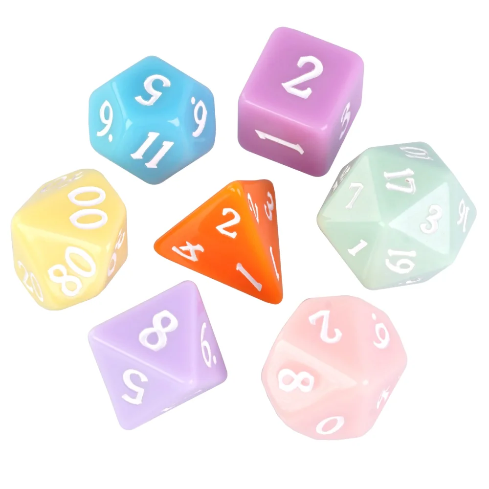 Poludie DND Macaron Dice Colored 7Pcs/Set D&D Game Dice Resin D4-D20 ...