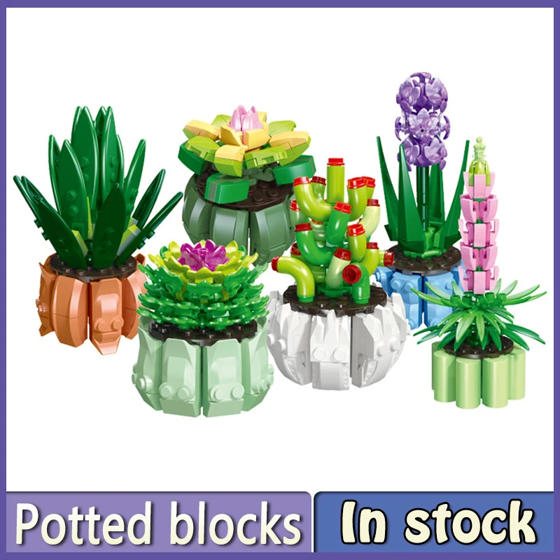 Succulent Plants Potted Building Blocks Shape Flowers Balcony ...