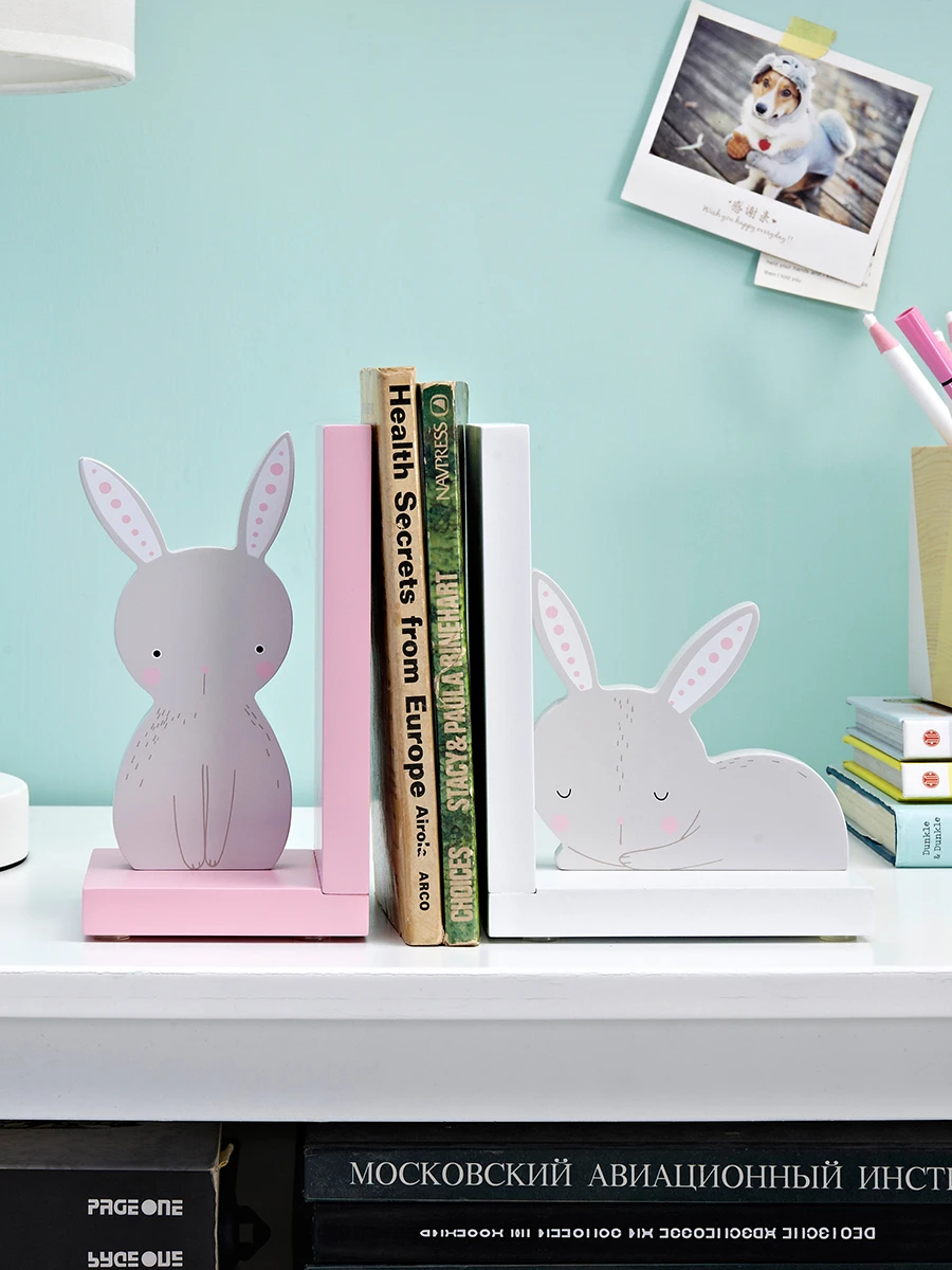 Bookends for Kids Bunny Kawaii Room Decor Home Accessories Organizer ...