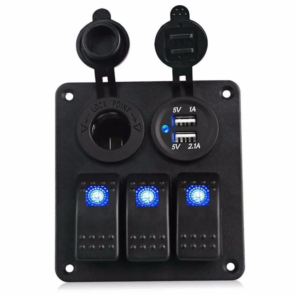 Waterproof-Marine-3-Gang-4-Gang-Switch-Panel-USB-Socket-Cigarette ...