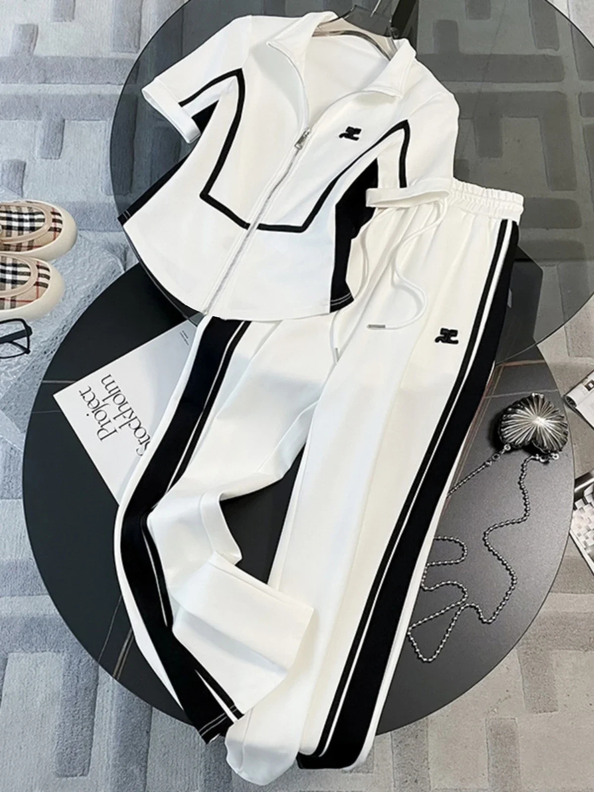 Ch-ndal-informal-de-manga-corta-para-mujer-conjunto-de-2-piezas-c ...