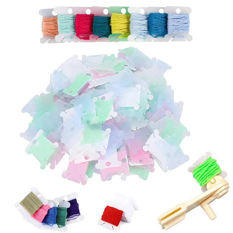Plastic-Floss-Bobbins-with-Floss-Bobbin-Winder-Cross-Stitch-Card-Thread ...