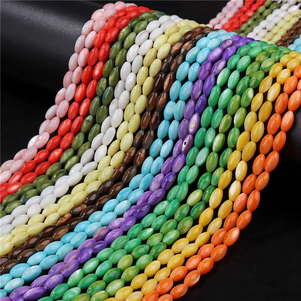 9x5mm Colored Freshwater Shell Beads Natural Oval Shape Mother of Pearl ...
