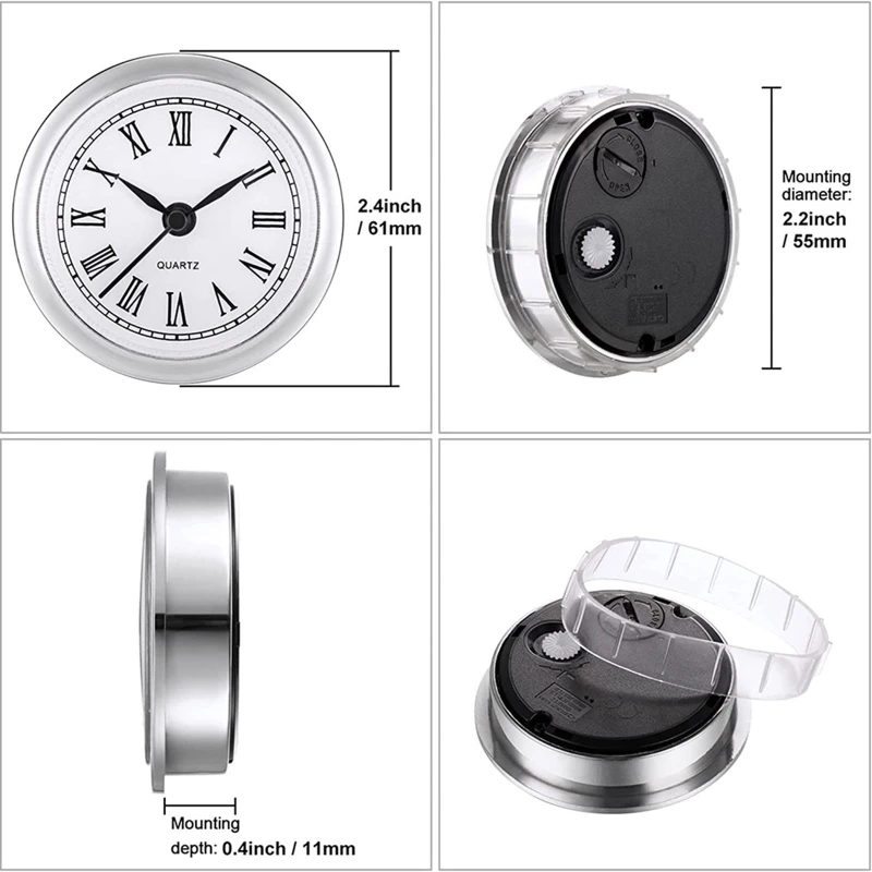 Mini Clock Insert 2.4 Inch 61mm Round Quartz Clock Fit-up Movement ...