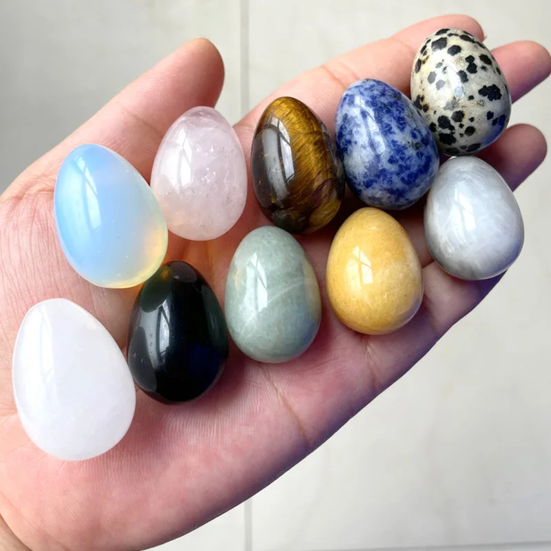 1PC Egg Shape Stone Healing Crystal Quartz Agat Mineral Gemstone Reiki ...