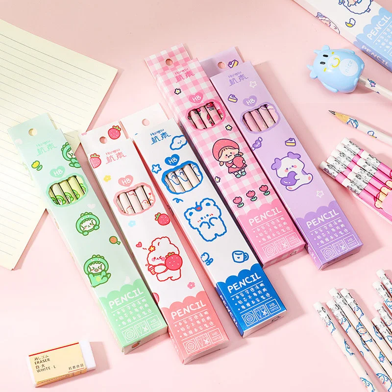 10Pcs-Kawaii-Cartoon-HB-Standard-Sketch-Wood-Pencil-Set-Cute-Wooden ...