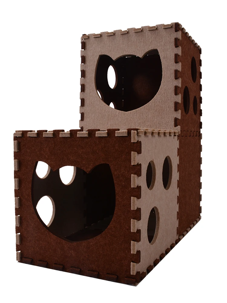 Double Layer Cat Tunnel Foldable Felt Cat Scratcher Board Casual ...