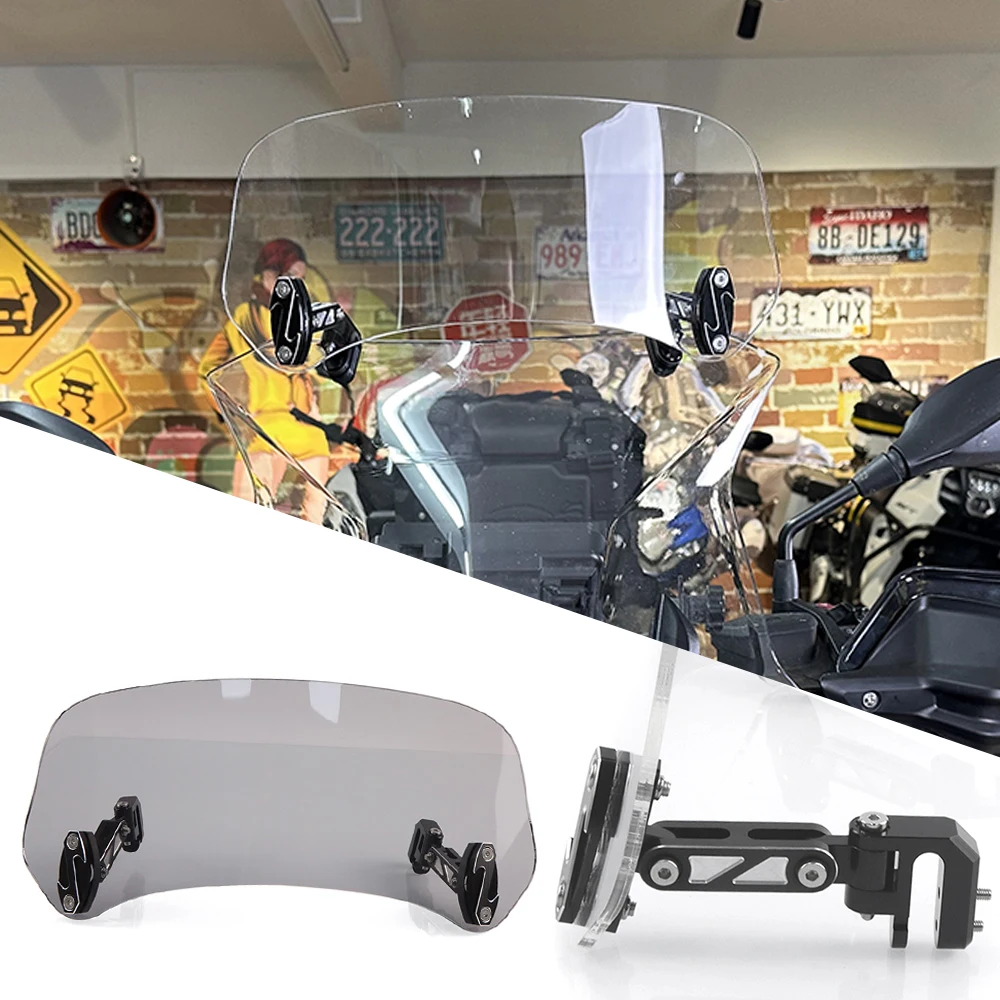 Universal-Motorcycle-Windshield-Extension-Adjustable-Spoiler-Clamp-On ...
