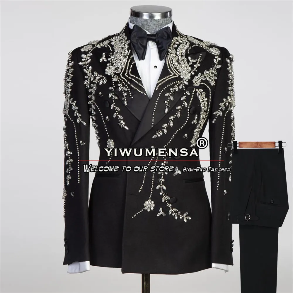 Black-Wedding-Suits-For-Men-Sparkly-Beaded-Stone-Groom-Tuxedos-Tailored ...