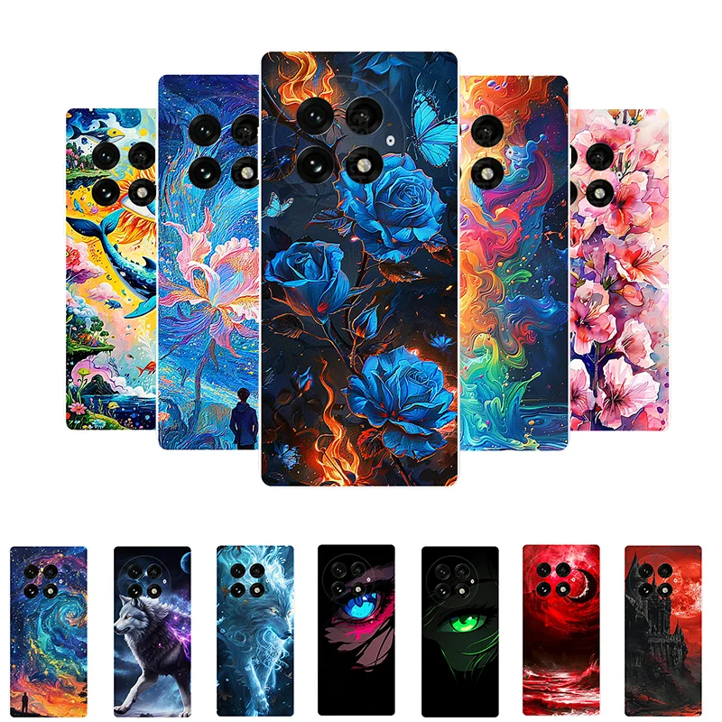 For Oneplus 13 Case Flower Red Moon Silicone Soft TPU Back Cover for ...