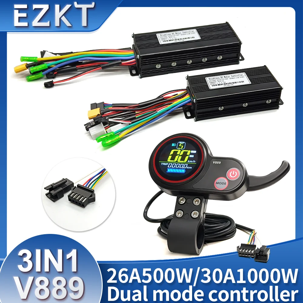 Ebike-26A-30A-Sinawave-Controller-with-36V-48V-LCD-DIsplay-V889-For ...