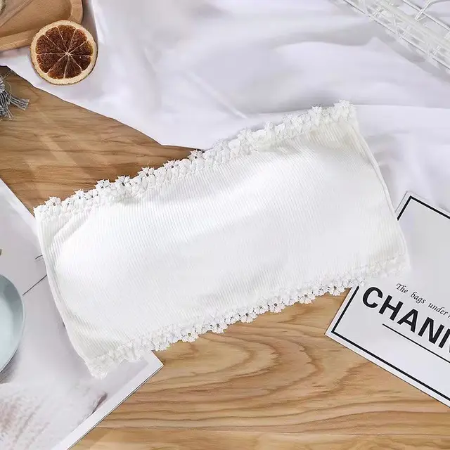 Vertical Striped Strapless Bra Cotton Women Invisible Chest Fashion ...