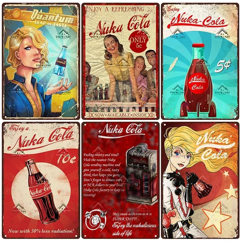 Nuka Cola Drink Posters Game Metal Sign Retro Plaque for Bar Pub Club ...