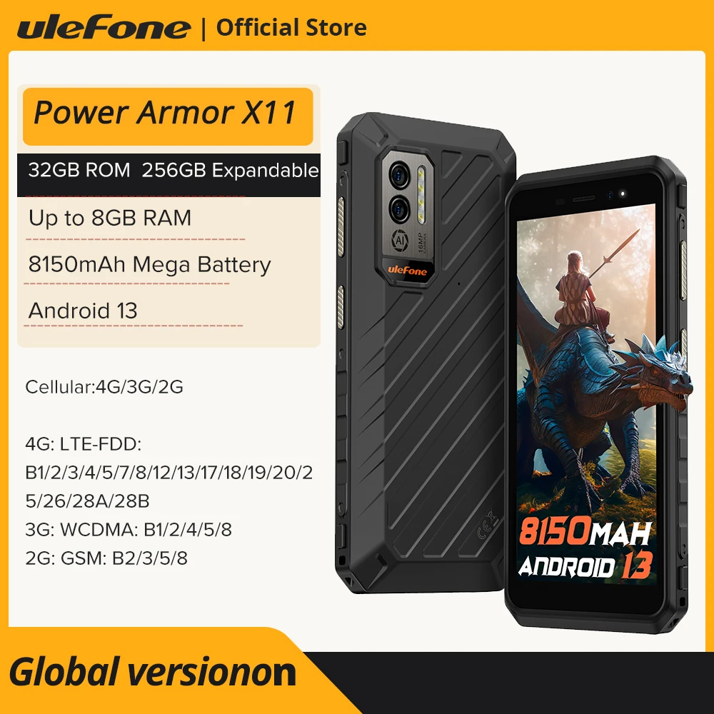 Ulefone teléfono inteligente Power Armor X11, resistente al agua, 8150 mAh, 8GB de RAM, 32GB de ...