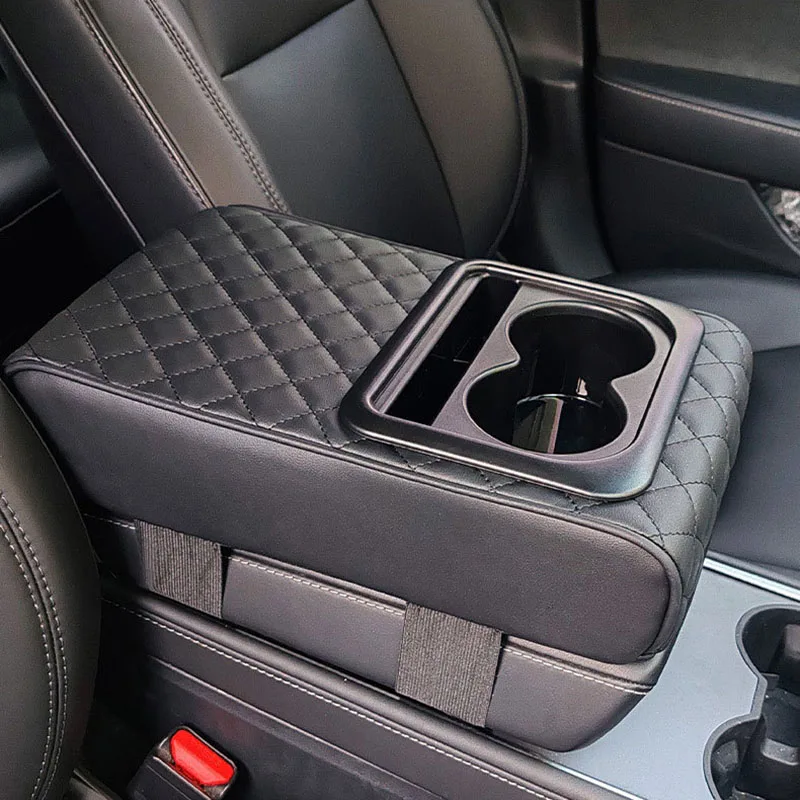Auto-Center-Console-Armrest-Almofada-com-2-Suporte-de-Copo-PU-Leather ...