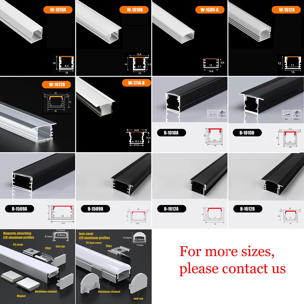 50Cm-Led-Aluminum-Profile-U-yw-Type-Aluminum-Channel-Diffuser-for-Cob ...