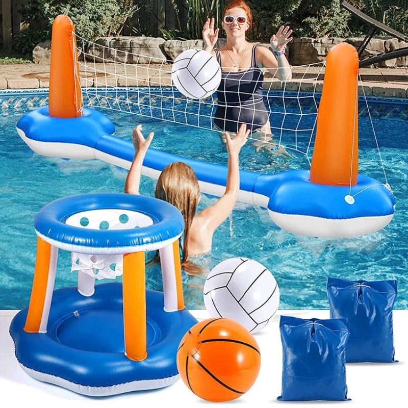 Inflatable-Volleyball-Stand-Adult-Swimming-Pool-Basketball-Floating-Row ...