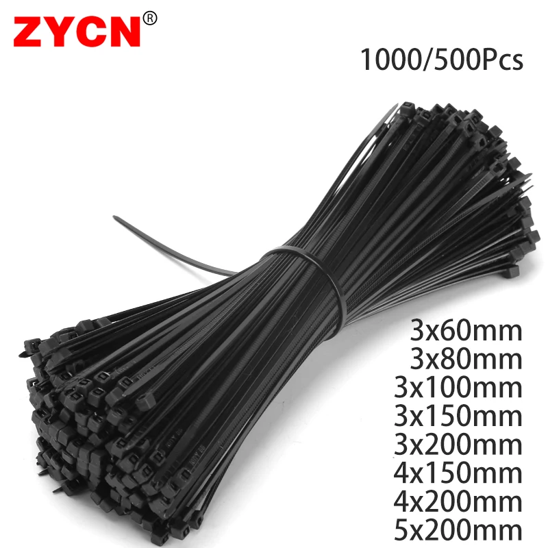 500（1000）Pcs Cable Self-Locking Plastic Tie 3x100mm Width：1.9mm Nylon ...
