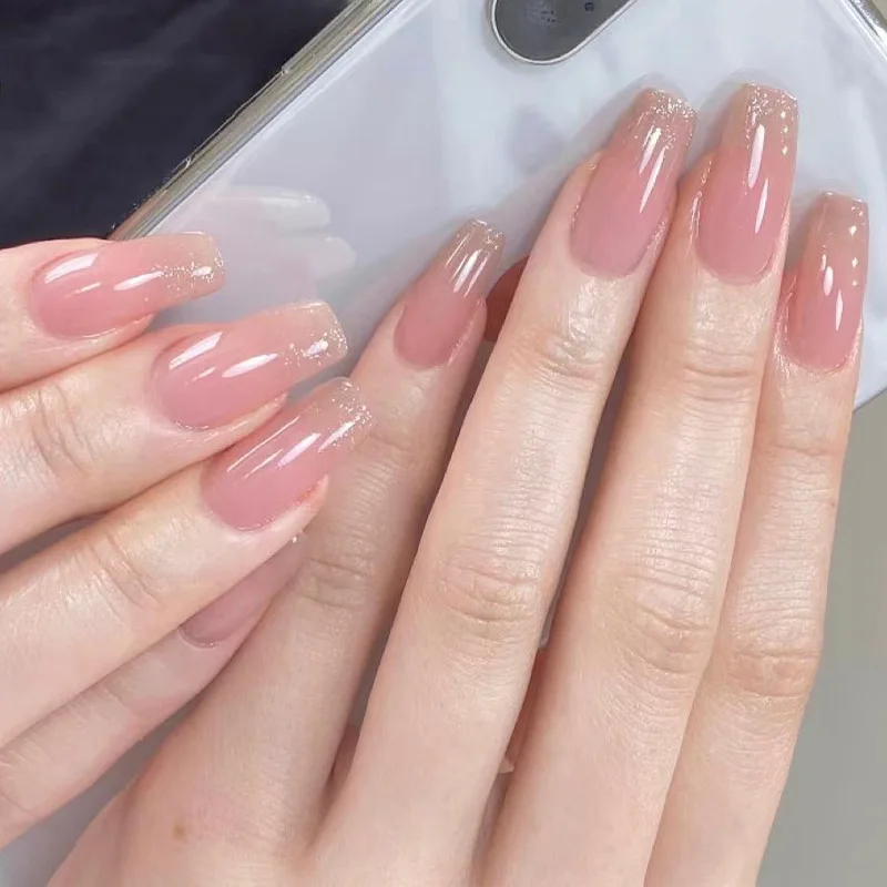 All Pink Powder Acrylic Nails