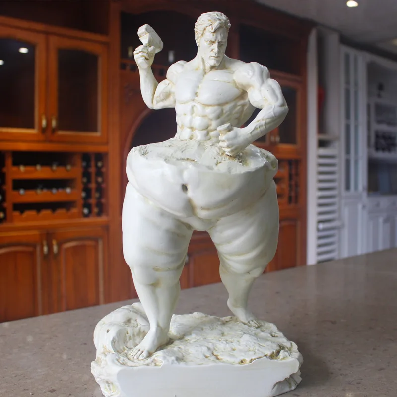 Losing-Weight-Carved-Sculpture-Bodybuilding-Figures-Muscle-Men-Resin ...