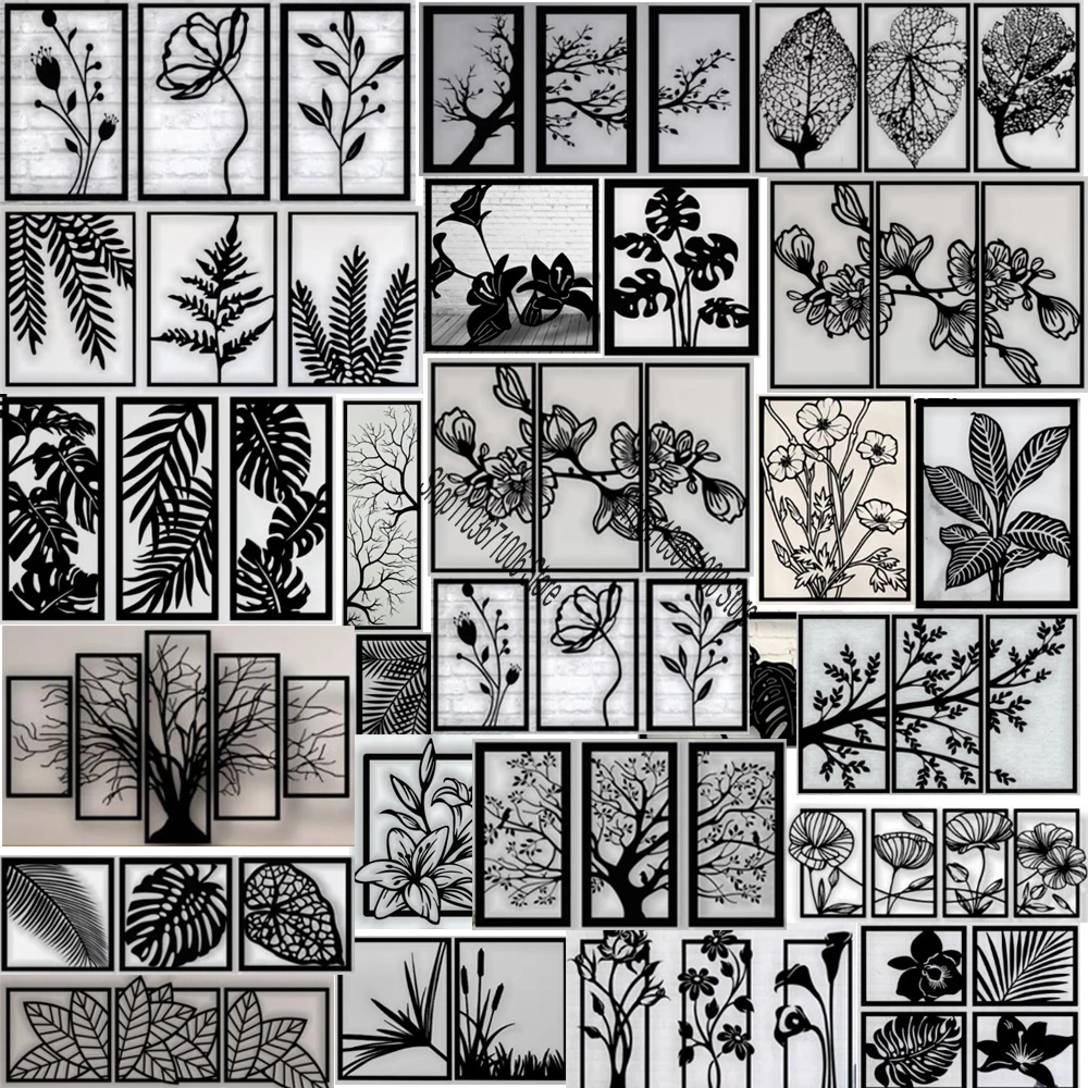 50-Flower-Leaf-Plant-Wall-Art-Decoration-Design-Drawings-for-CNC-Laser ...