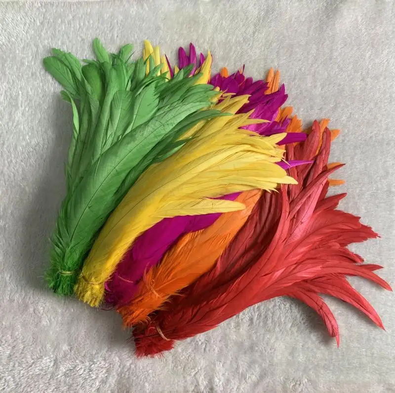 Rooster Tail Feathers 100pcs 25-40cm Natural Plumes Orange Black Red ...