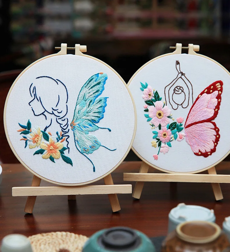 Butterfly-Girls-DIY-Embroidery-Kit-for-Beginner-Flower-Pattern-Printed ...