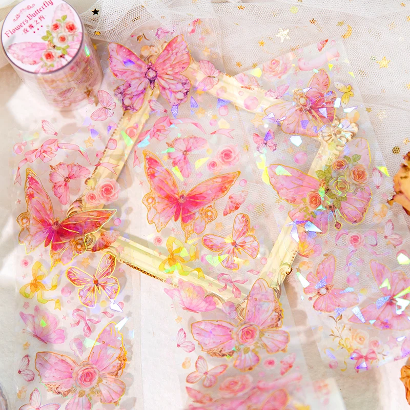 2M/Roll Butterflies Sketchbook Stickers Laser Washi PET Tape DIY ...