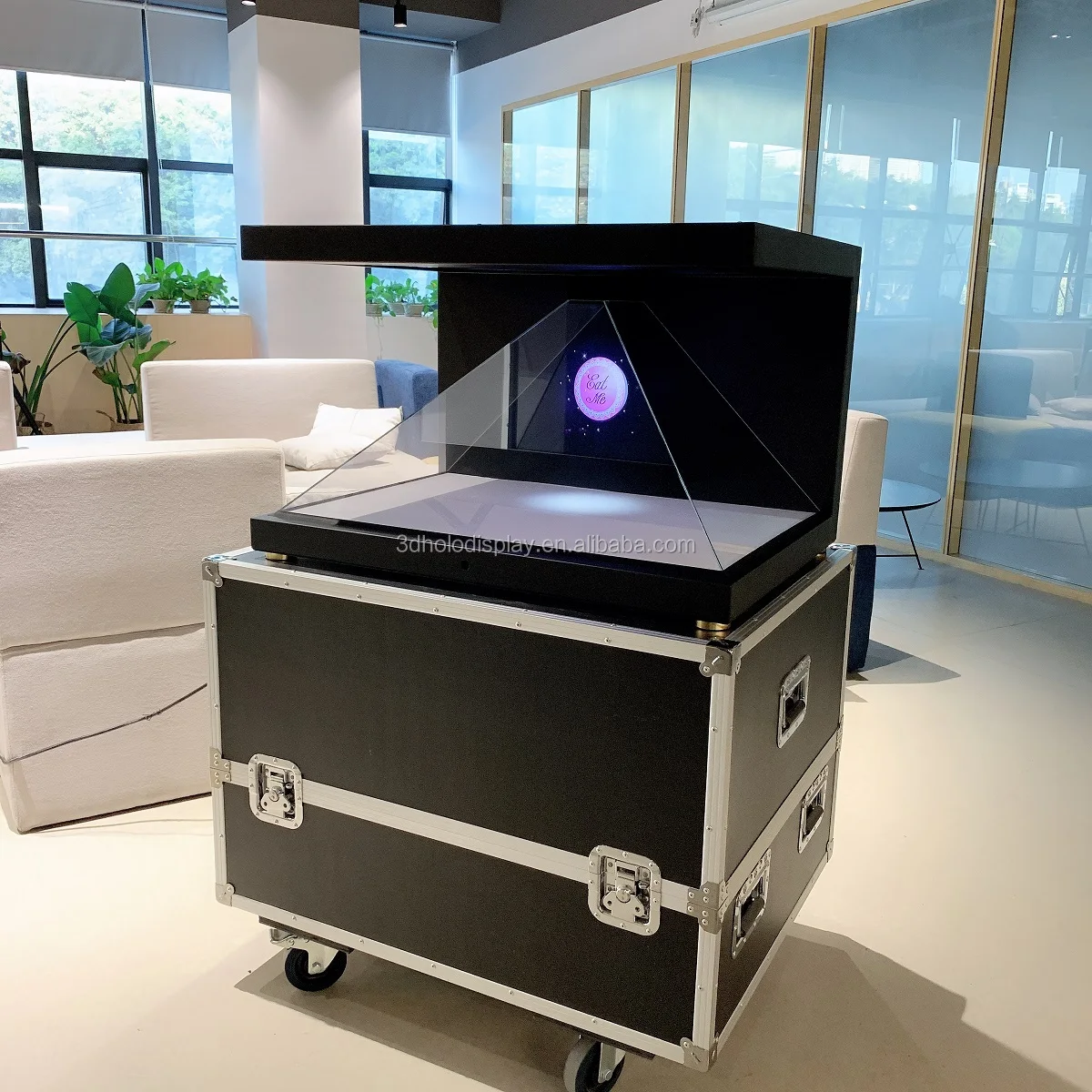 Holographic Projection Screen 3D Hologram Advertising Showcase Pyramid ...